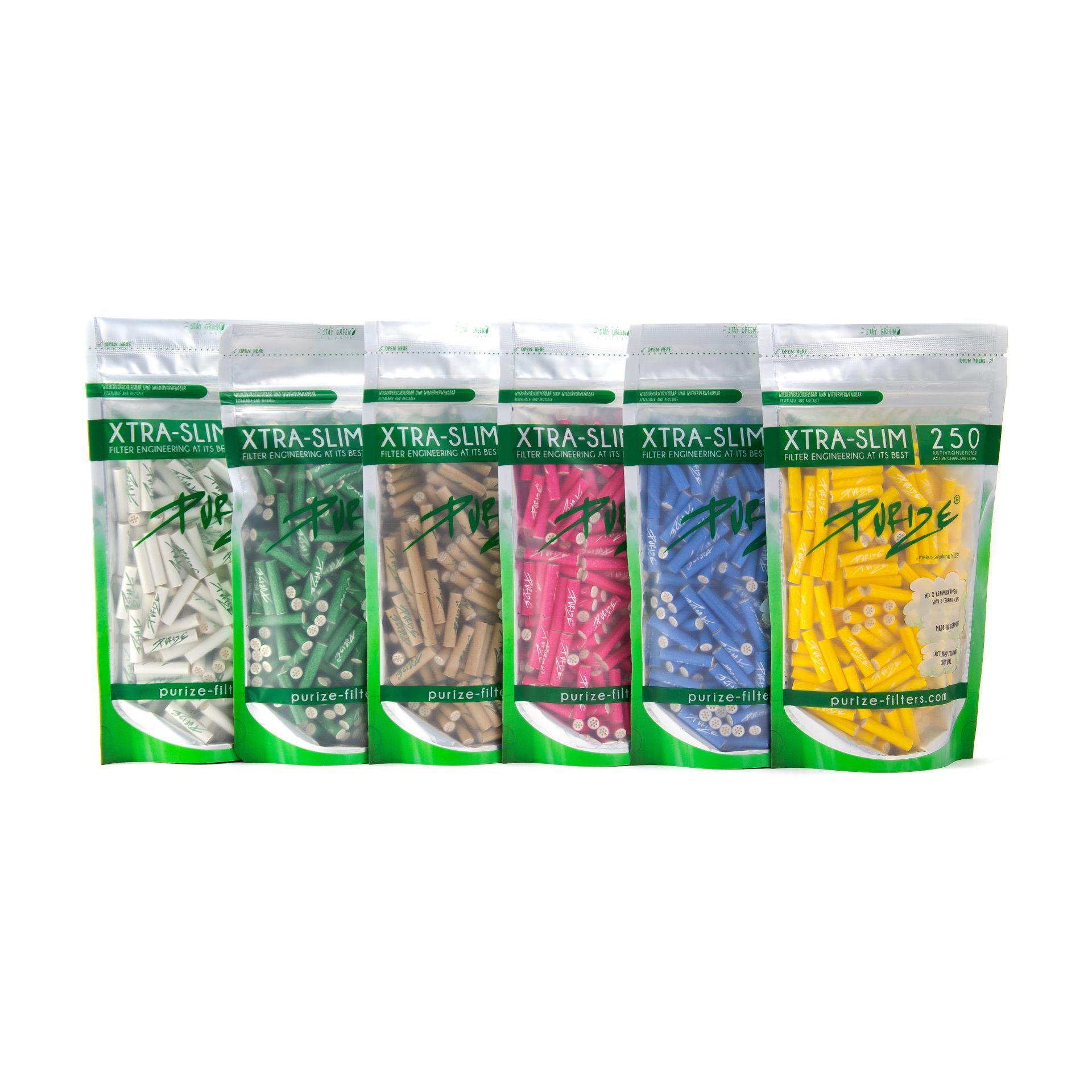250 PURIZE® XTRA Slim Size activated charcoal filter | several colors